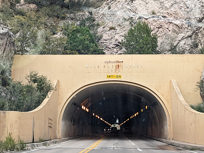 The Mule Pass Tunnel serves as Bisbee's dramatic gateway, a portal through the mountain that signals your arrival to a place that exists somewhat outside of time.