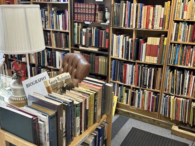Books: Literary treasures stacked floor to ceiling &ndash; each spine a doorway to worlds both familiar and forgotten.