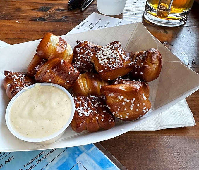Golden-brown pretzel bites sprinkled with salt crystals &ndash; the ideal companion for any craft beer adventure.