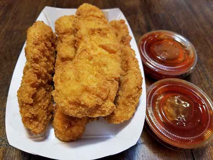 These chicken strips come with dipping sauces because even perfection can be improved with the right accompaniments and a little creativity.