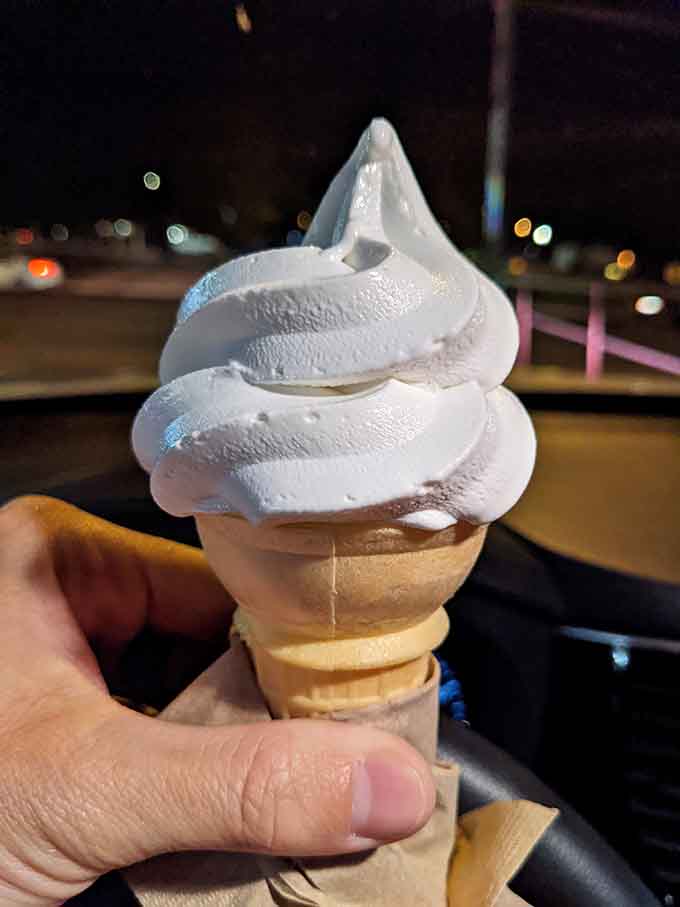 Soft-serve ice cream that swirls like a delicious tornado, perfect for cooling down after Arizona's enthusiastic sunshine.
