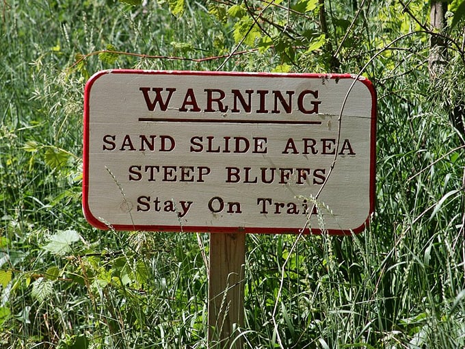 The park's polite way of saying "gravity is real, folks" &ndash; a gentle reminder that sand dunes and selfies require a healthy respect for physics.
