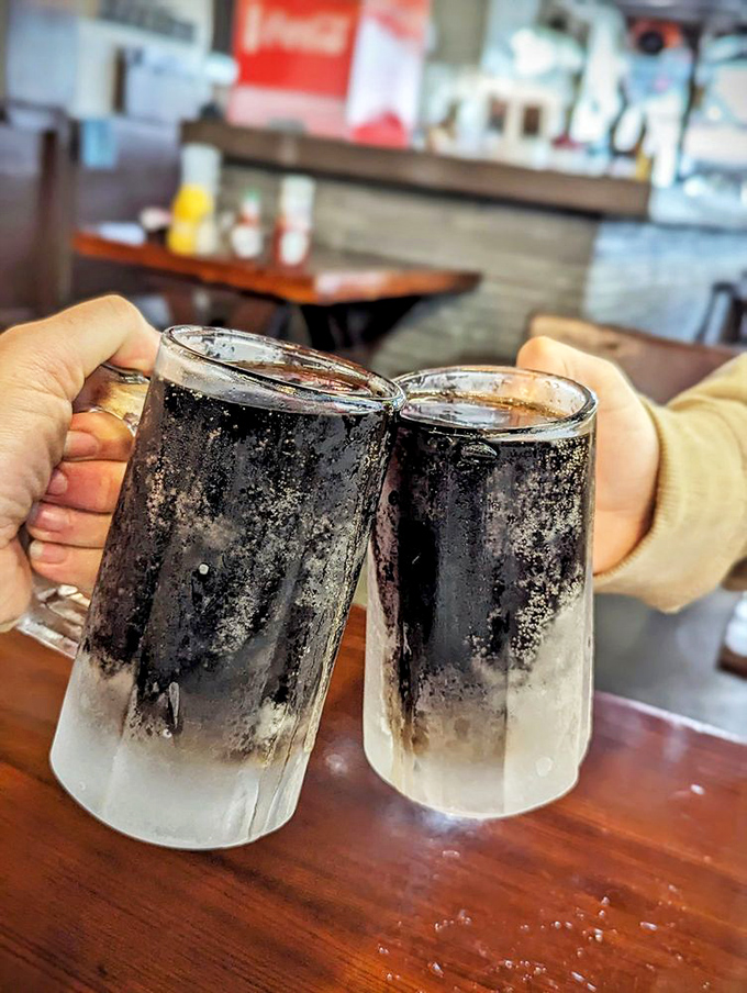 Frosty mugs of root beer await a celebratory toast &ndash; these ice-cold treats provide the perfect sweet counterpoint to the smoky main course.
