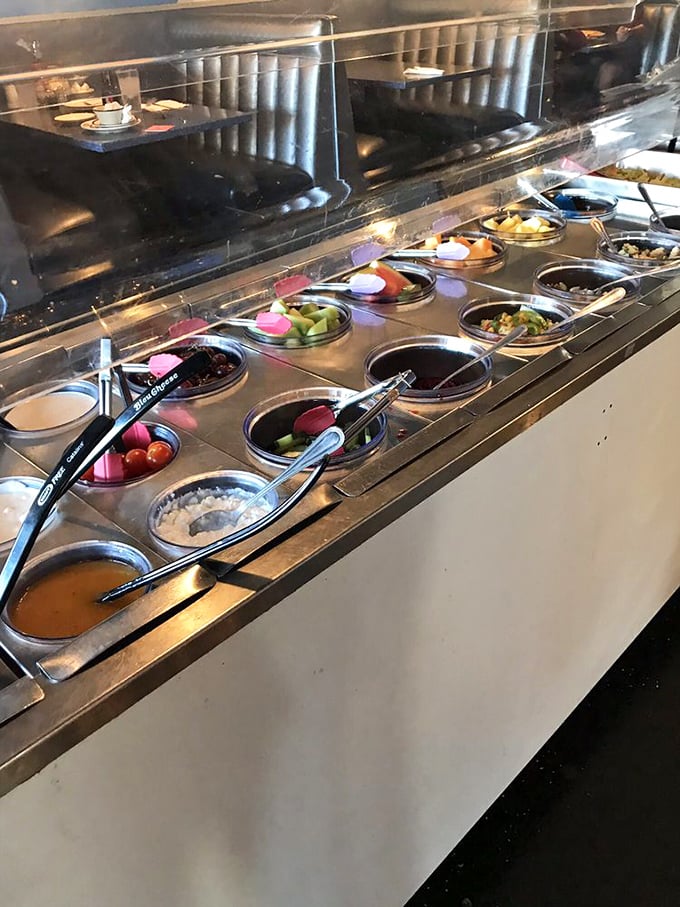 A colorful array for visitors from lower-gravity planets who prefer their vegetables arranged in neat, spacecraft-like containers.