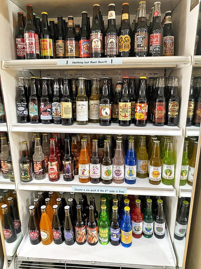 The craft soda collection rivals any wine cellar, with glass bottles of fizzy goodness from small-batch breweries across the country.