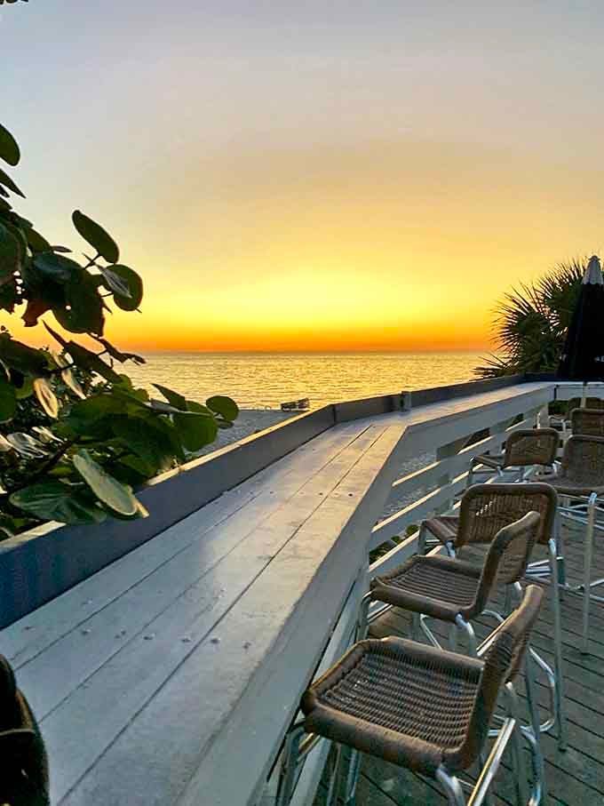 The sunset beach deck offers front-row seats to nature's nightly spectacular &ndash; no tickets required, just perfect timing.