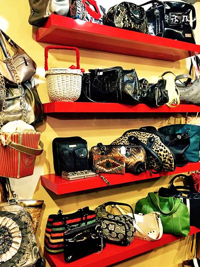Handbags in every color and style line the shelves, from practical to purely fabulous, each one ready for its next adventure.