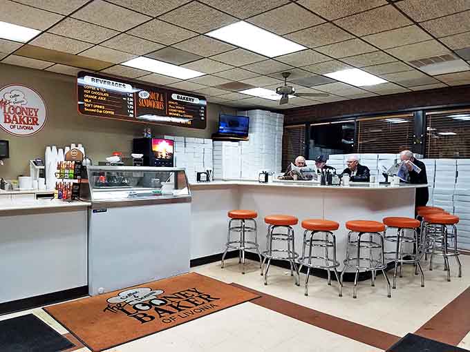That counter setup is clean, efficient, and ready to handle the rush of people who've discovered really good cinnamon rolls.