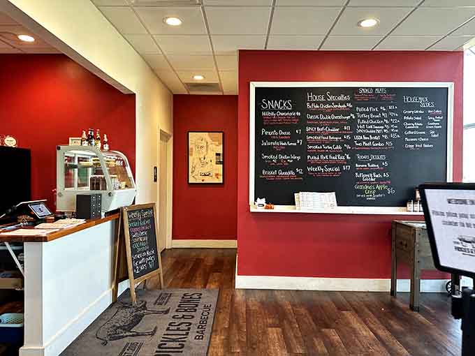 The bar area offers a welcoming spot to catch the game while sampling from their impressive selection of draft beers.