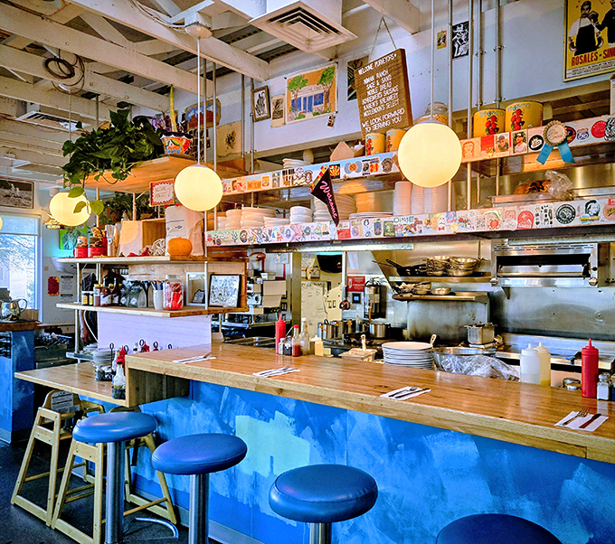 The counter offers front-row seats to culinary theater &ndash; where biscuit magic happens before your very eyes.