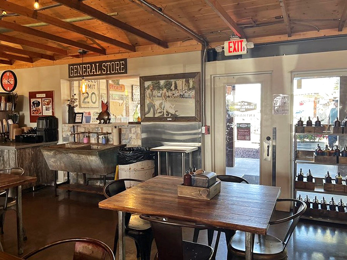 The "General Store" corner adds nostalgic charm to the dining room &ndash; because nothing pairs with great barbecue like a dash of Americana.
