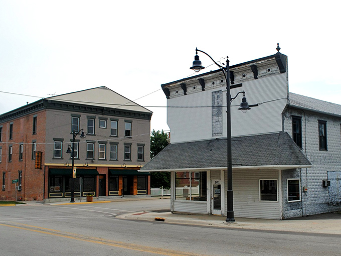 Historic buildings frame Lena's quiet streets, where yesterday's architecture meets today's small-town charm.