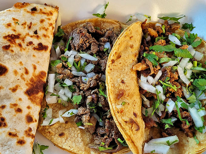 Meat lovers rejoice: These tacos showcase the perfect ratio of protein to tortilla, with fresh cilantro adding bright contrast.