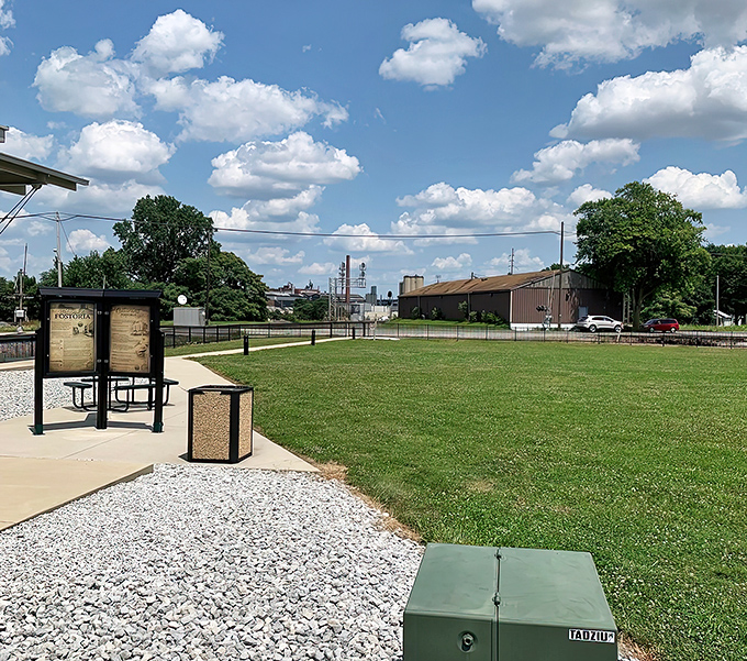 You can learn about local railroad heritage at these informative displays while waiting for the next big train to pass.