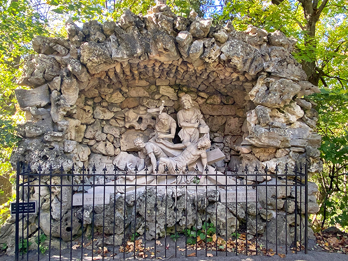 This stone grotto nestled among the trees provides a quiet moment of reflection away from the main basilica.