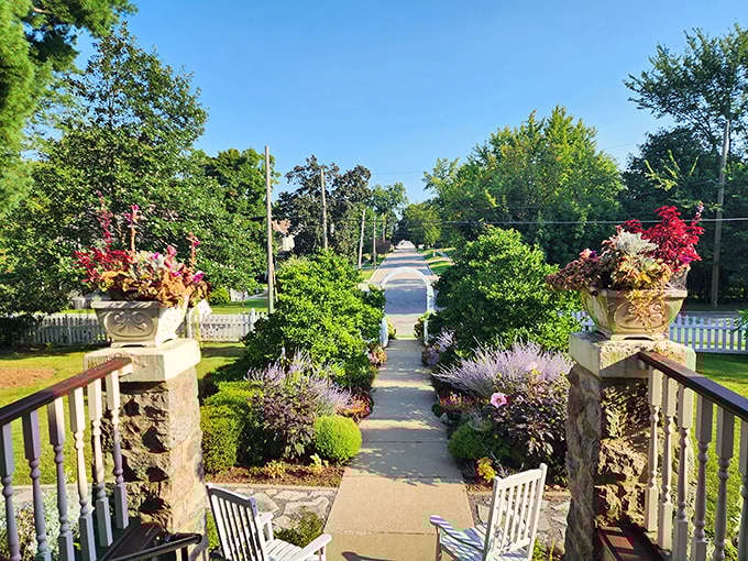 The wraparound porch offers prime people-watching real estate and a perfect spot to contemplate whether you'd really mind being stuck in this particular time loop.
