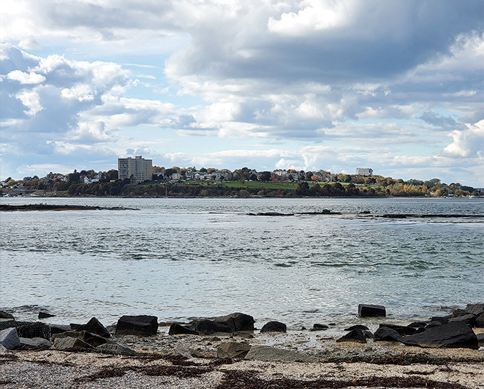 Portland's skyline shimmers in the distance, a reminder of how close yet far removed this abandoned fortress feels.