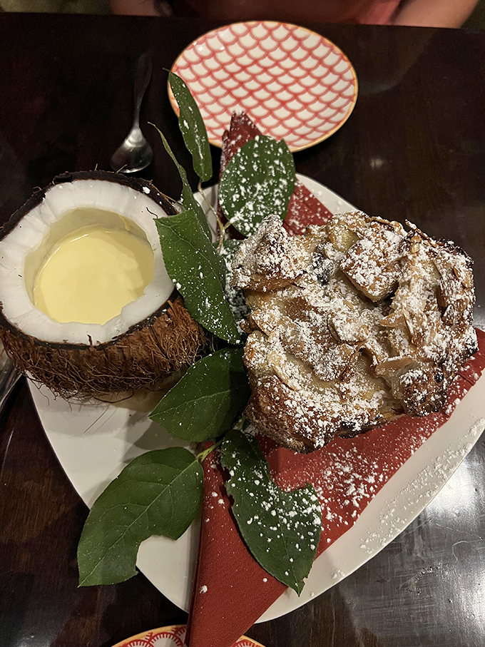 This isn't just apple pie &ndash; it's a architectural marvel of pastry and fruit, served with coconut cream that adds an unexpected tropical twist.