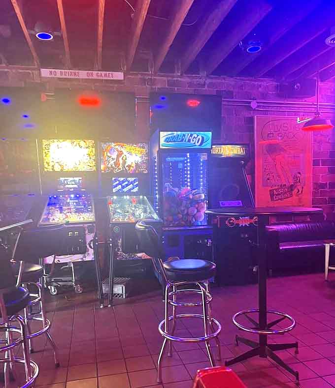 Classic arcade cabinets line the walls like old friends waiting to challenge you to just one more game.