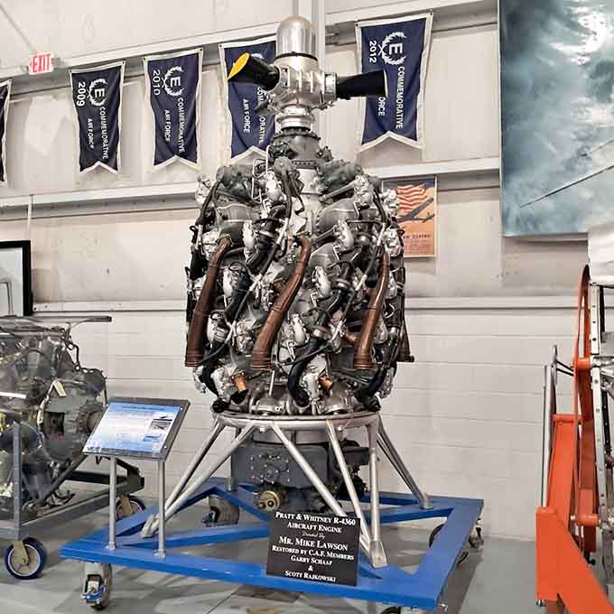 This radial engine's intricate machinery represents the pinnacle of pre-jet aviation technology, beautiful and brutally powerful in equal measure.