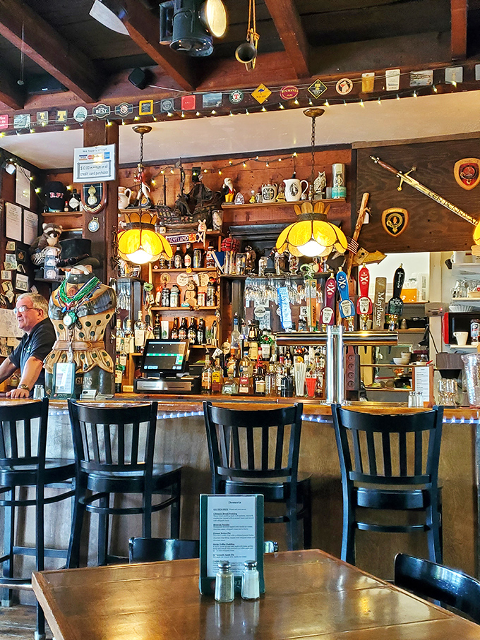 The impressive bar showcases an extensive collection of Scotch whiskies &ndash; liquid gold waiting to be discovered by enthusiastic patrons.