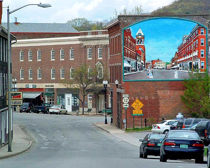 Bellows Falls Square serves as a gathering place for locals and visitors alike, maintaining its role as the community's center.