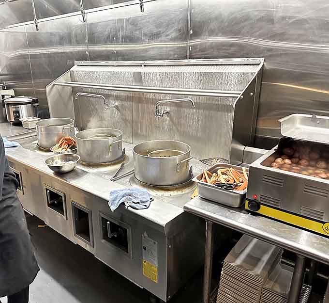 Behind the scenes where the magic happens: pots of boiling water creating tomorrow's food memories.