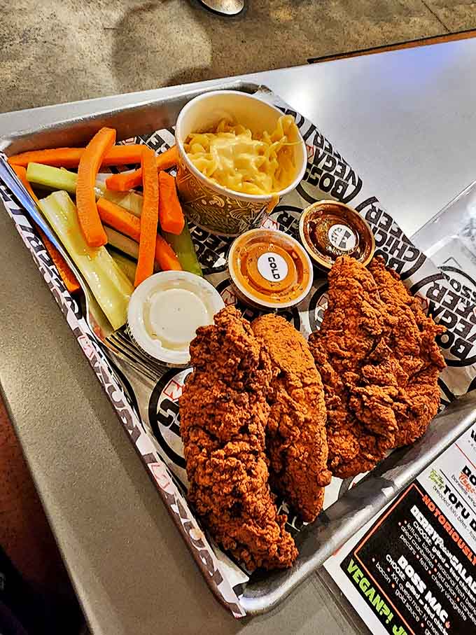 Chicken tenders with all the fixings – proof that sometimes the simplest pleasures are the most profound.