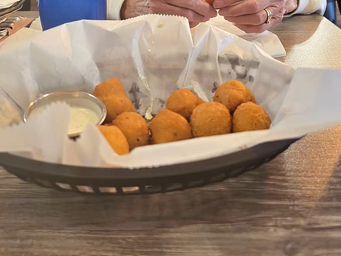 Golden orbs of joy with a crispy exterior giving way to juicy mushroom centers. The perfect shareable starter, if you're feeling generous!