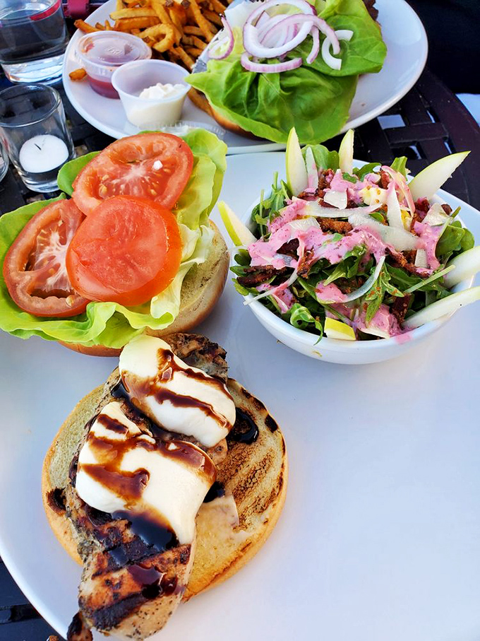 This elevated chicken sandwich proves that even casual fare receives the same attention to detail as the restaurant's more elaborate offerings.