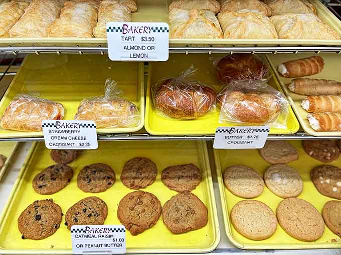 Cookies, tarts, and croissants lined up like delicious soldiers, ready to march straight into your heart (and arteries).