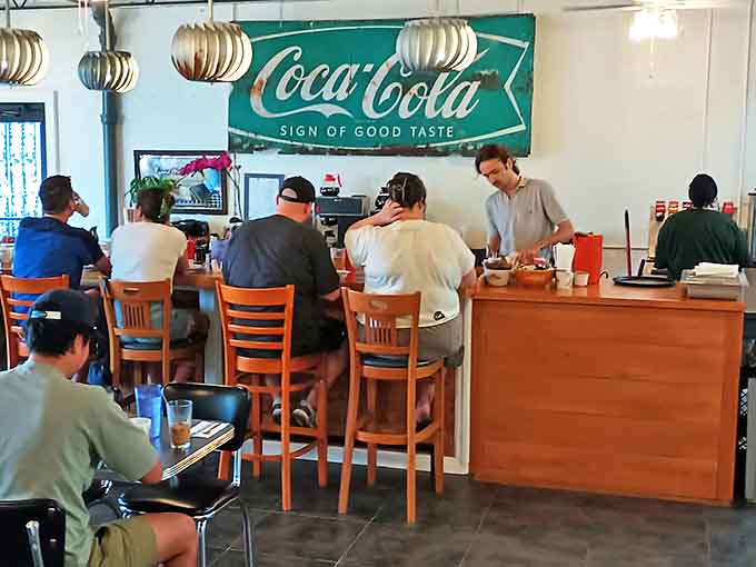 Counter seating offers front-row views of the kitchen action and often means shorter waits for solo diners or dynamic duos.