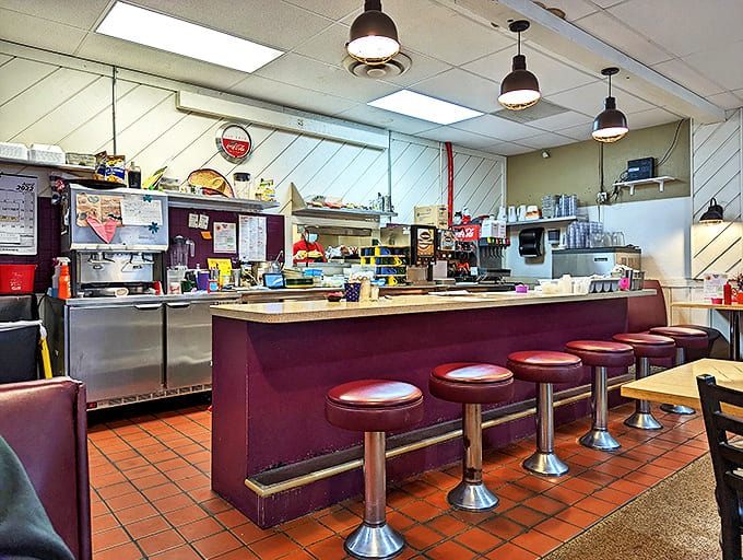The counter seating&mdash;where breakfast magic happens before your eyes. Front-row tickets to the greatest show on earth: breakfast being made.