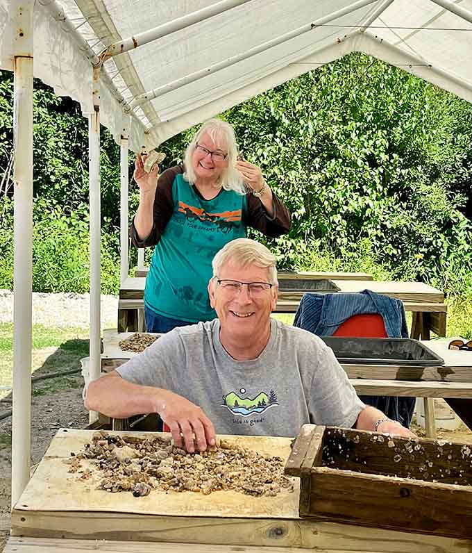 The joy on these faces says it all: finding your own gems beats buying them any day of the week and twice on Sundays.