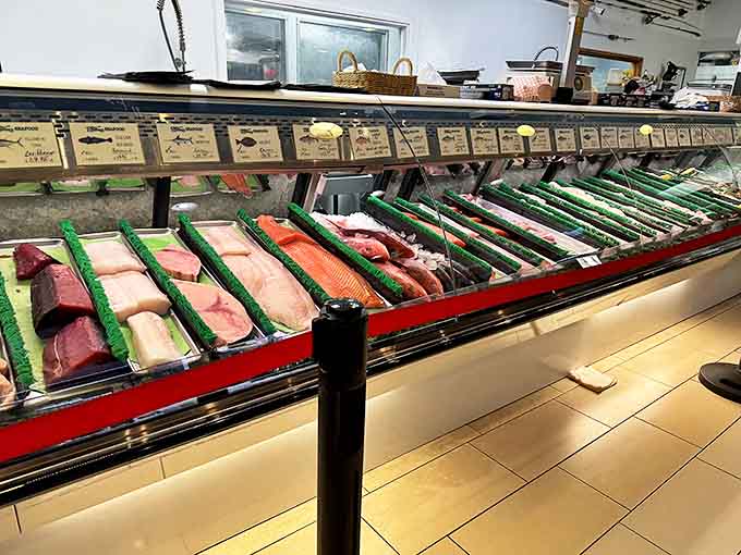 The display case gleams like a treasure chest of oceanic jewels &ndash; each fillet and shellfish promising kitchen inspiration or ready-to-eat pleasure.