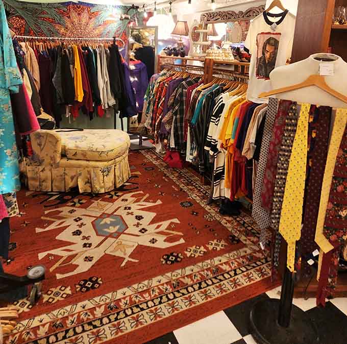 Vintage clothing racks overflow with fashion history, from sequined disco dreams to everyday pieces that prove style is truly timeless.