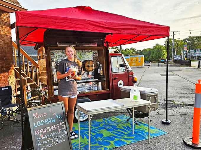 Coffee and donuts on wheels &ndash; because sometimes the best things in life come from under a red tent.
