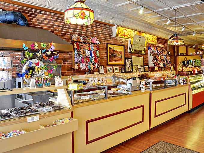 Behind this counter, candy dreams become delicious reality, one handcrafted chocolate at a time, with vintage charm as a bonus.