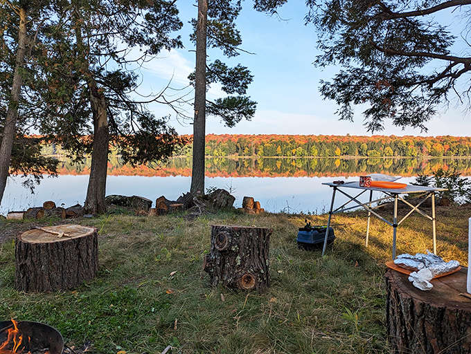 Golden Lake Campground: Lakeside camping perfection where tree stumps become nature's furniture and sunset reflections double the beauty of an already gorgeous view.