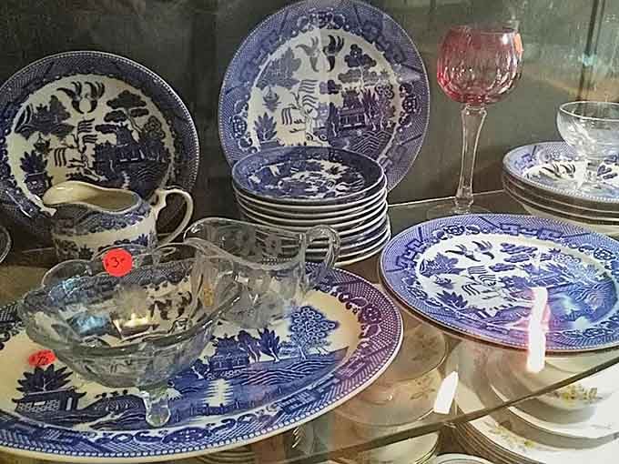 Blue and white china patterns tell stories of tradition, each plate connecting modern tables to historical dining.