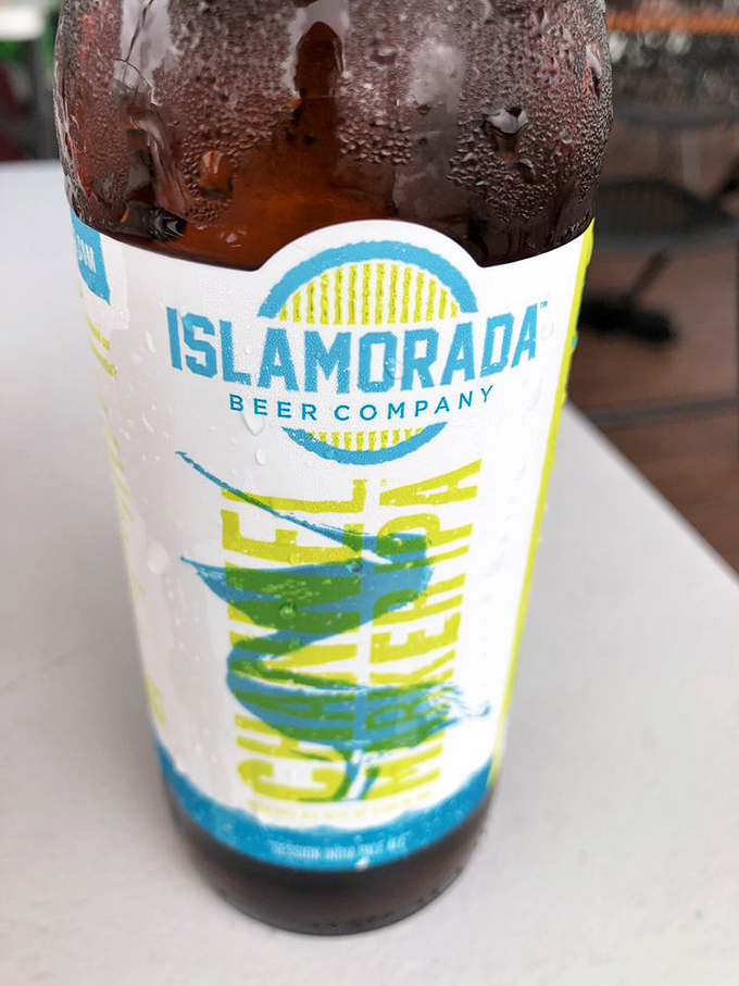 An Islamorada brew&mdash;because local beer and fresh seafood go together like sunshine and Florida. The condensation says it's perfectly chilled.