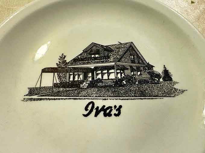 Iva's custom plates feature the restaurant itself, a charming reminder that you're dining at a Michigan institution, not just any chicken joint.