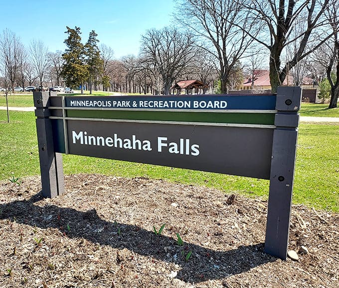 When you see this sign, you know you're about to experience one of Minneapolis's most beloved natural attractions, no matter the season.