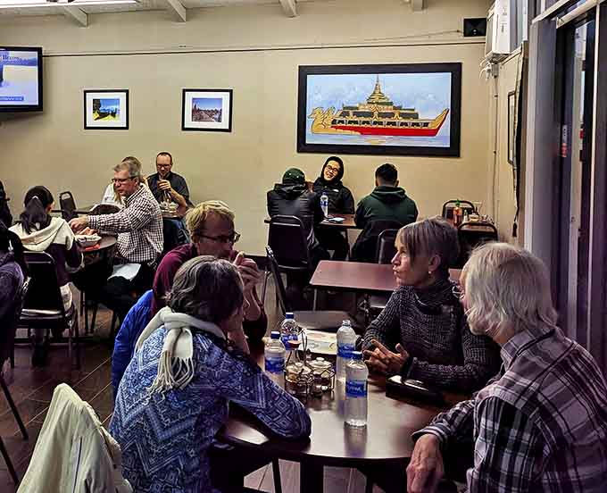 The dining room buzzes with happy eaters experiencing the joy of discovery&mdash;that magical moment when Midwest meets Myanmar.