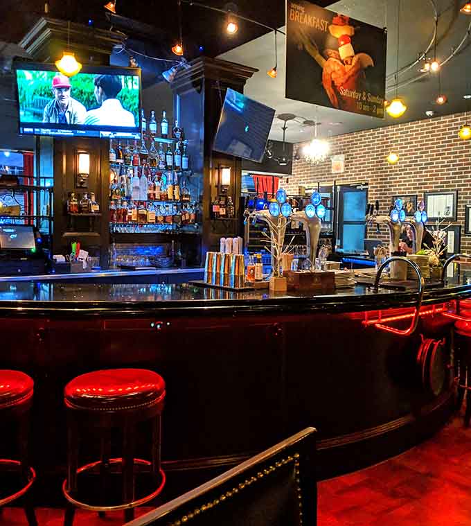 The bar area gleams with possibility, offering everything from craft cocktails to carefully selected wines and spirits.