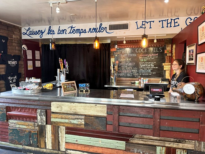 The bar's reclaimed wood front tells stories of previous lives while promising new tales with each perfectly mixed drink.