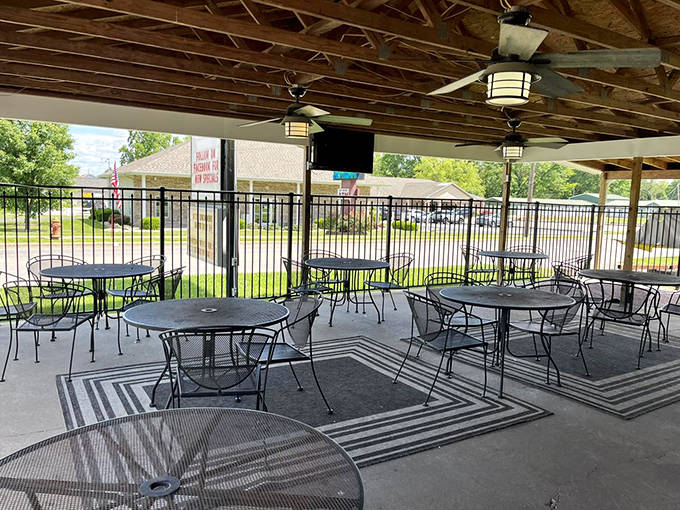 T-Moe&rsquo;s outdoor patio is a welcoming community spot where good food, conversation, and fresh Illinois air come together.