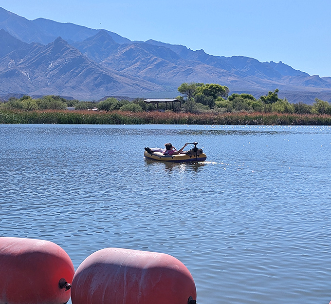 Floating peacefully on Roper Lake with mountain views in every direction &ndash; this is what vacation daydreams are made of.