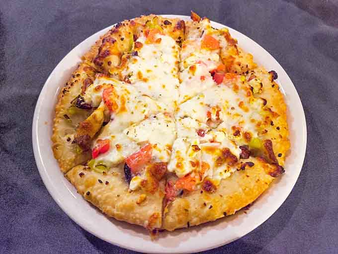 Even the pizza gets the Pappageorge treatment, with quality toppings and a crust that looks golden and perfectly crispy throughout.