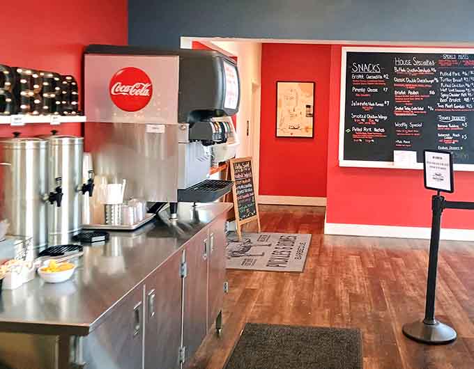 Self-serve beverage station with all the fixings, because refills should never require a treasure map to find.